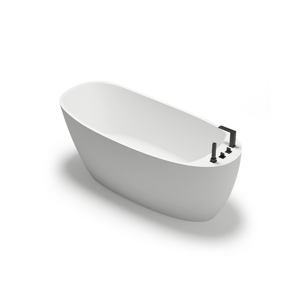 KT-8126 Modern Freestanding Resin Stone Soaking Tub with Shower
