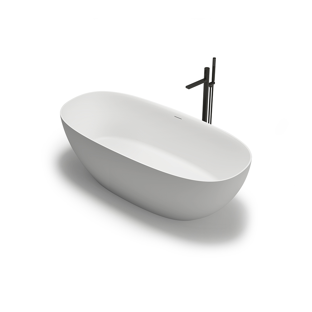 KT-8105 Oval Shape Slim Edge With Overflow Stone Resin Soaking Tub