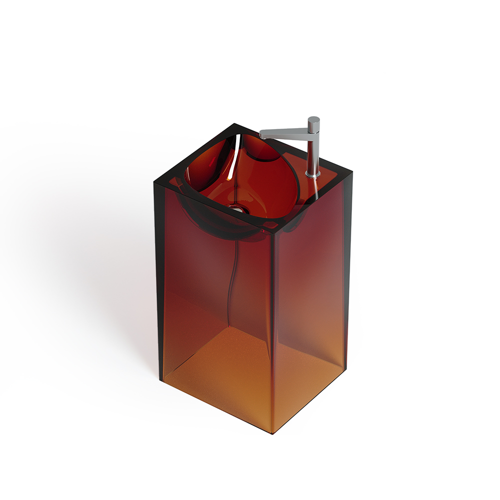 KT-3036R Red Wine Burgundy Color Triangle-Shaped Bowl Freestanding Wash ...