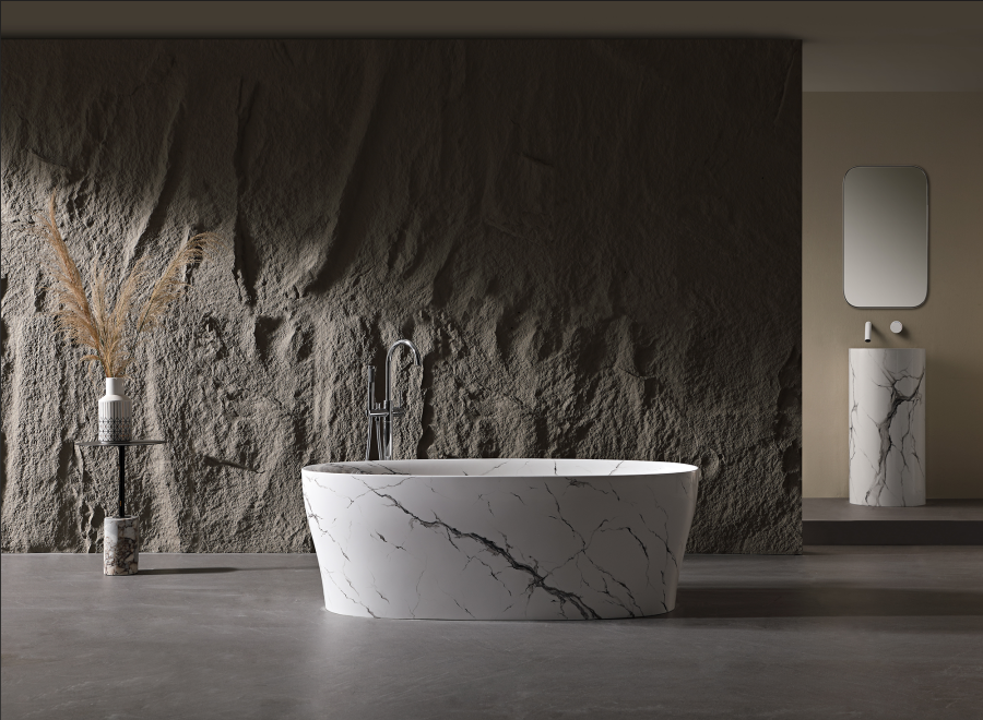 How to Choose the Right Marble-Texture Solid Surface Bathtub for You ...