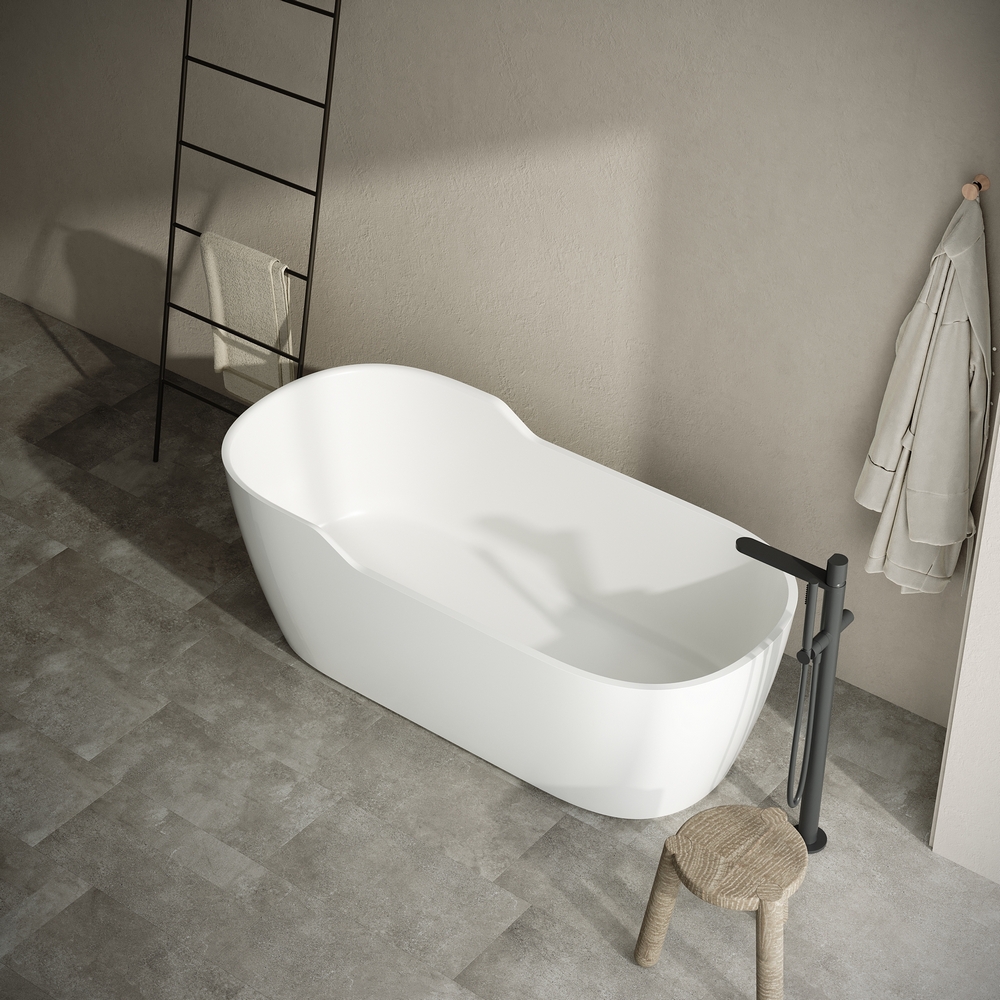 KT - 8214 Streamlined Freestanding Solid Surface Bathtub