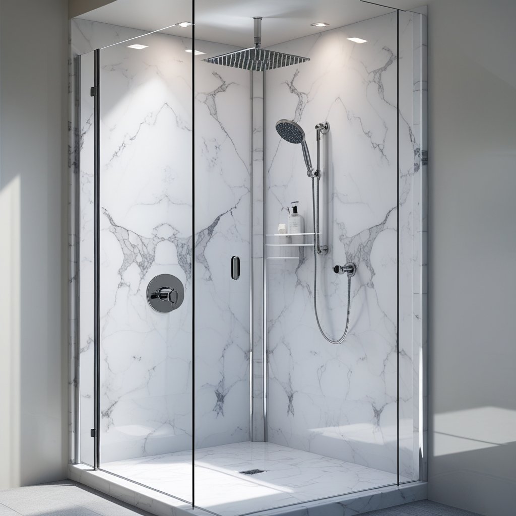 Create a Seamless Bathroom Look with Solid Surface Shower Wall Panels ...