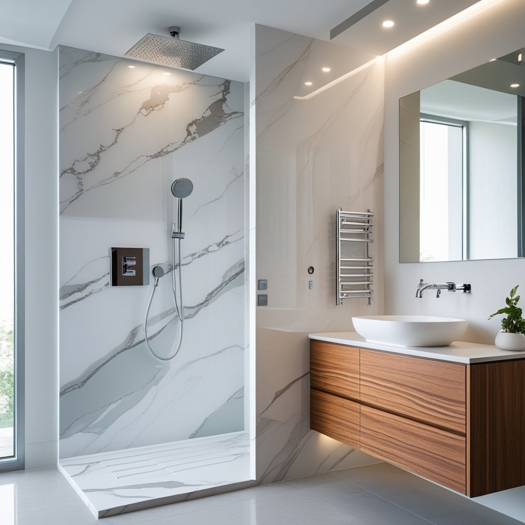 Solid Surface Shower Walls: Seamless, Stylish, and Low-Maintenance ...