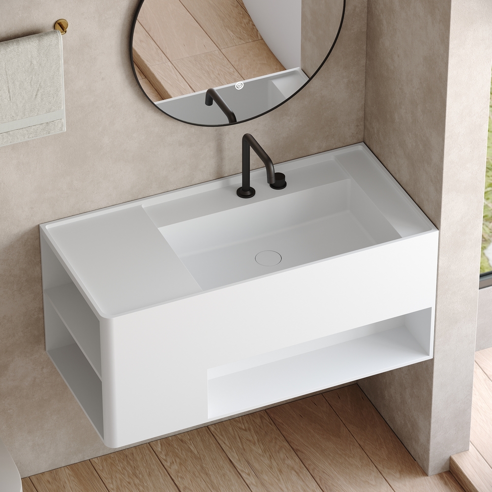 KT-6517 Minimalist Solid Surface Wall-Mounted Wash Basin