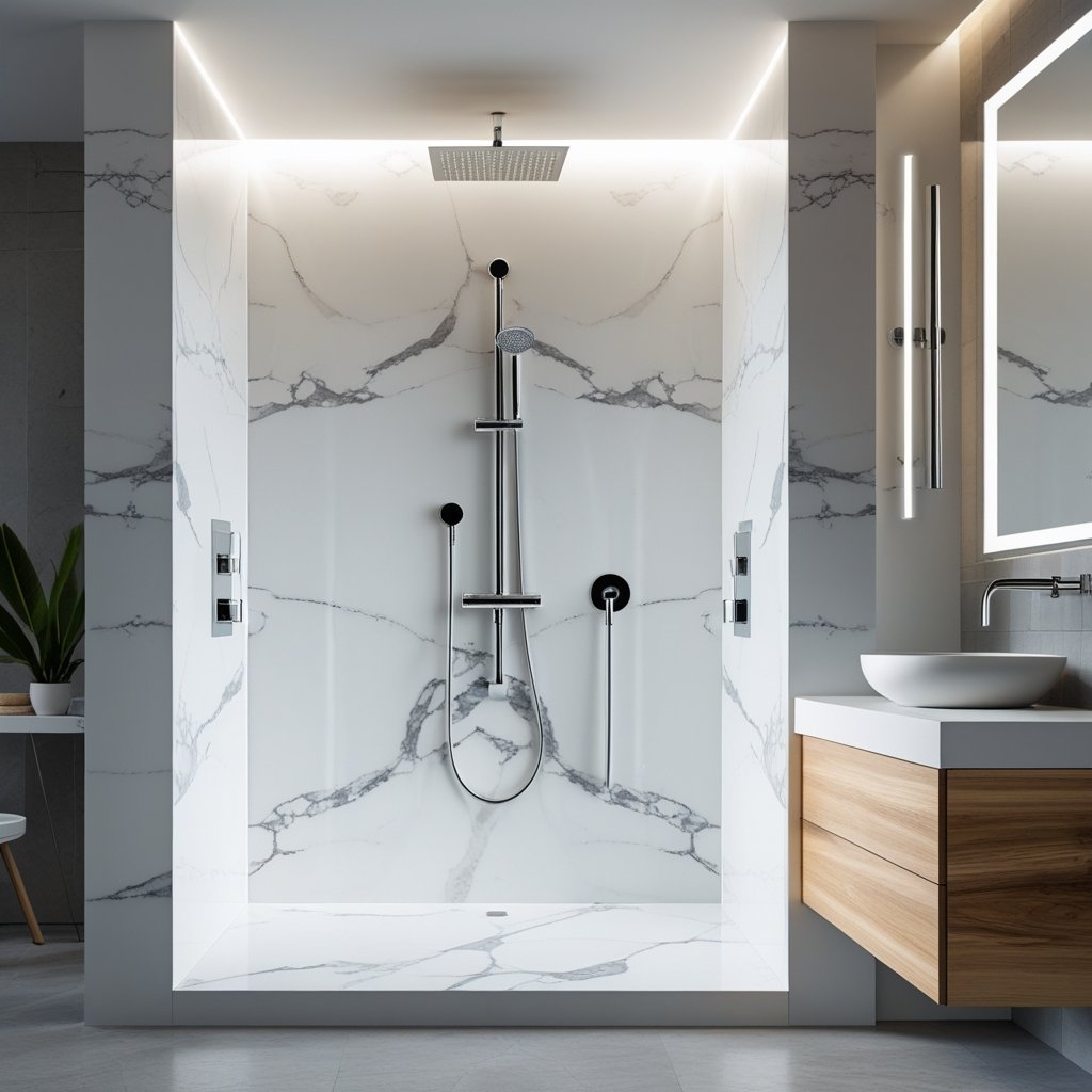 Engineered Stone Shower Panels in España: How Bathroom Wall Cladding ...
