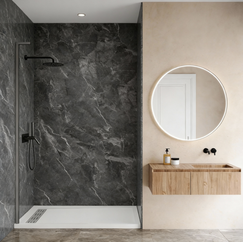 Engineered Stone Shower Walls & Solid Surface Shower Panels: 7 Cost ...
