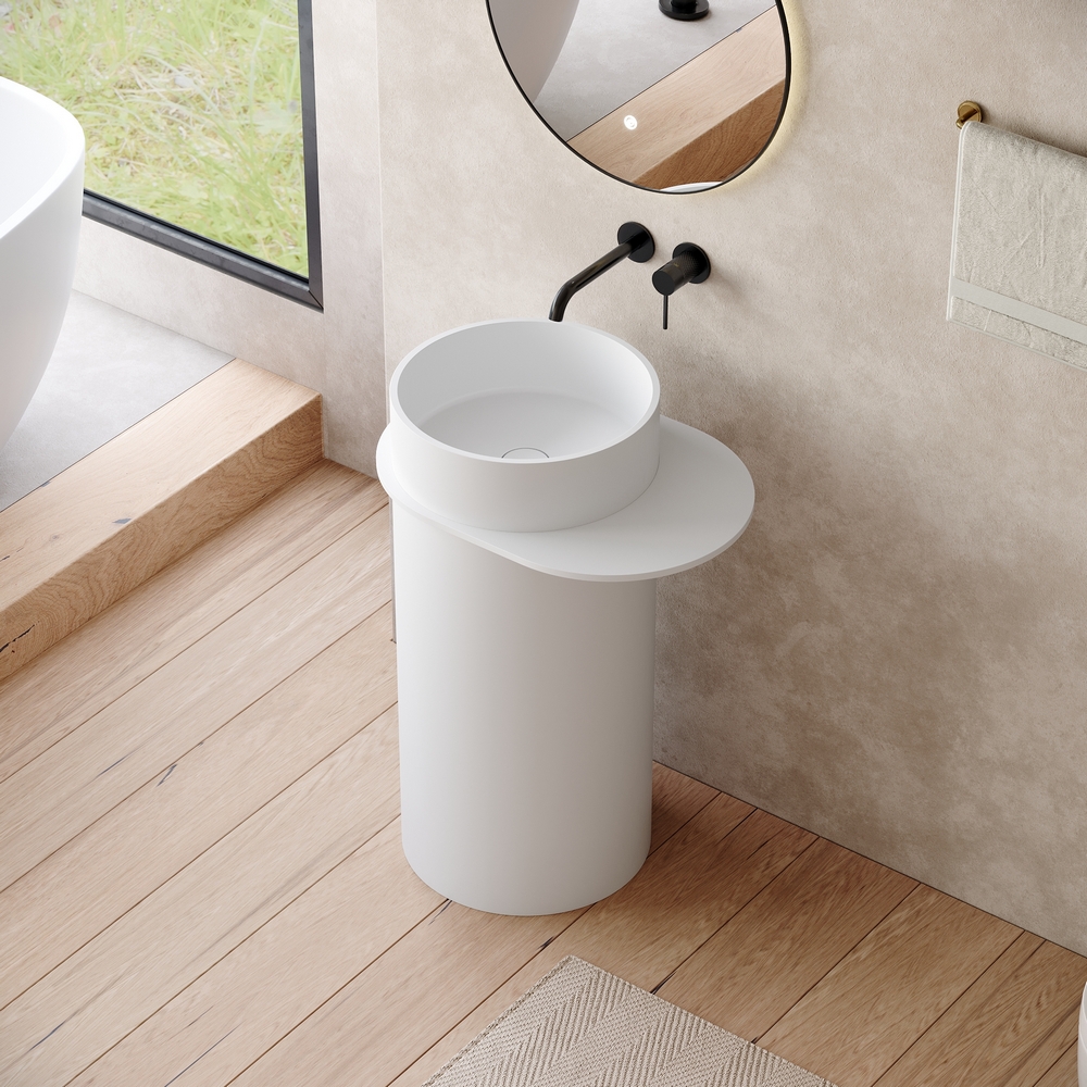 KT-6529 Minimalist Solid Surface Pedestal Basin