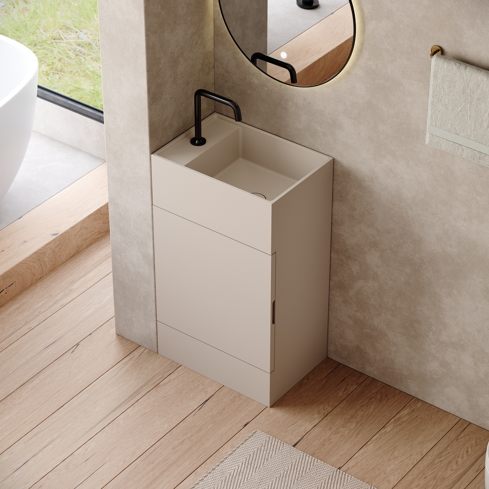 KT-6532 Solid Surface Pedestal Basin with Storage