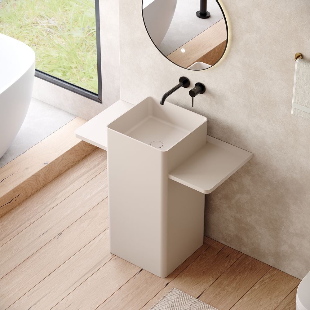 KT-6555 Solid Surface Pedestal Basin with Symmetrical Double-Side ...